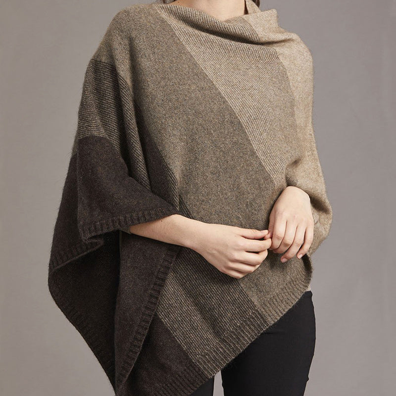 Poncho - Possum Merino Ombre - Ebony Bark Mocha – Auckland Museum Online Store