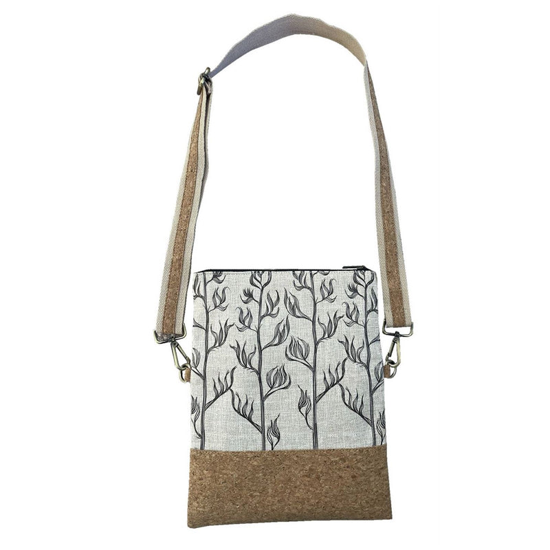 Cork Fabric Fold-over Bag - Harakeke Black on Natural| By Jo Luping ...