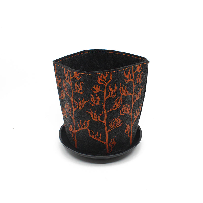 Ecofelt Grow Bag - Harakeke Orange On Grey | By Jo Luping – Auckland ...