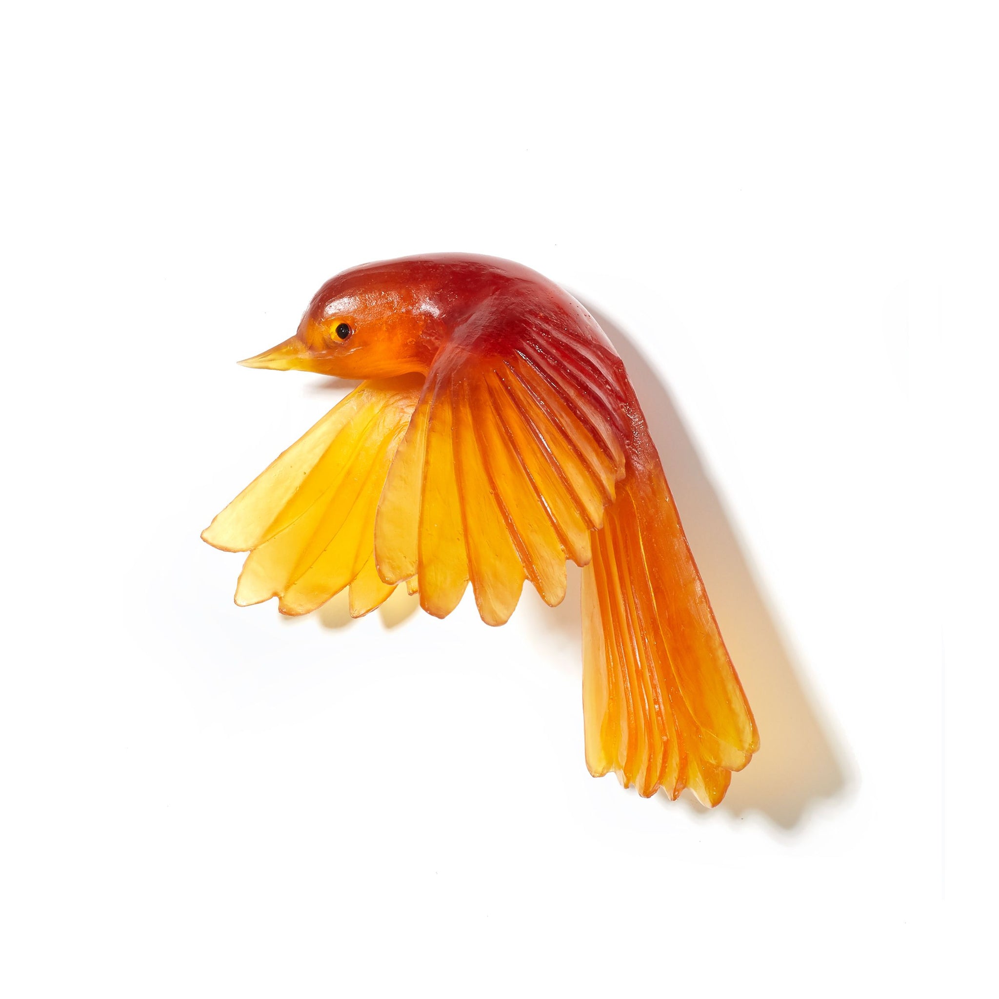 Glass Pīwakawaka / Fantail Wall Sculpture - Wings Down | by Luke Jacom ...