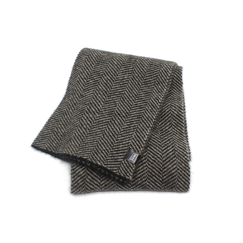 Possum Merino Herringbone Scarf - Black / Oyster – Auckland Museum ...